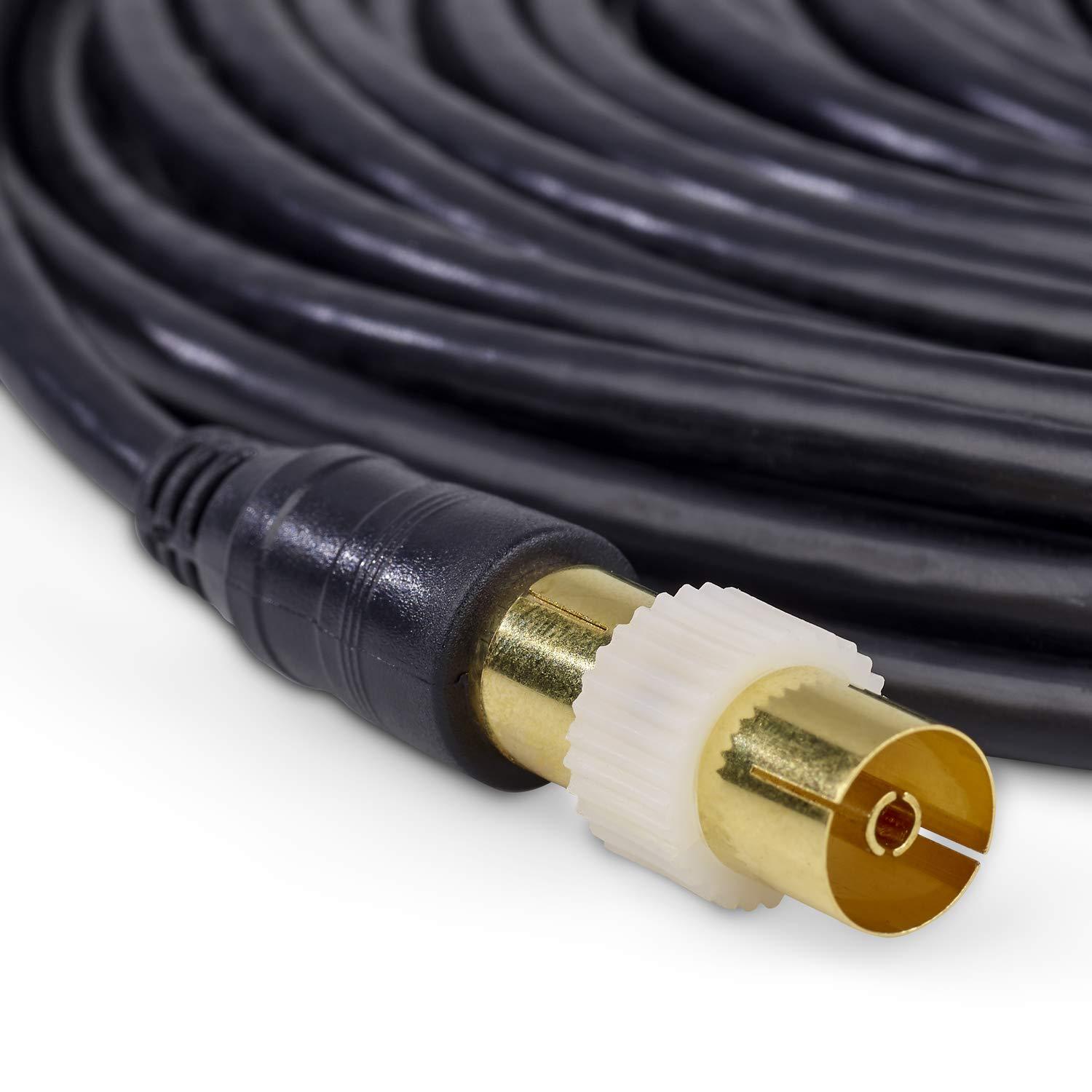 Viewi 3C-2V Cable TV Aerial Lead Coaxial Cable Coax RF 75 OHM 3C-2V - (White, Black)